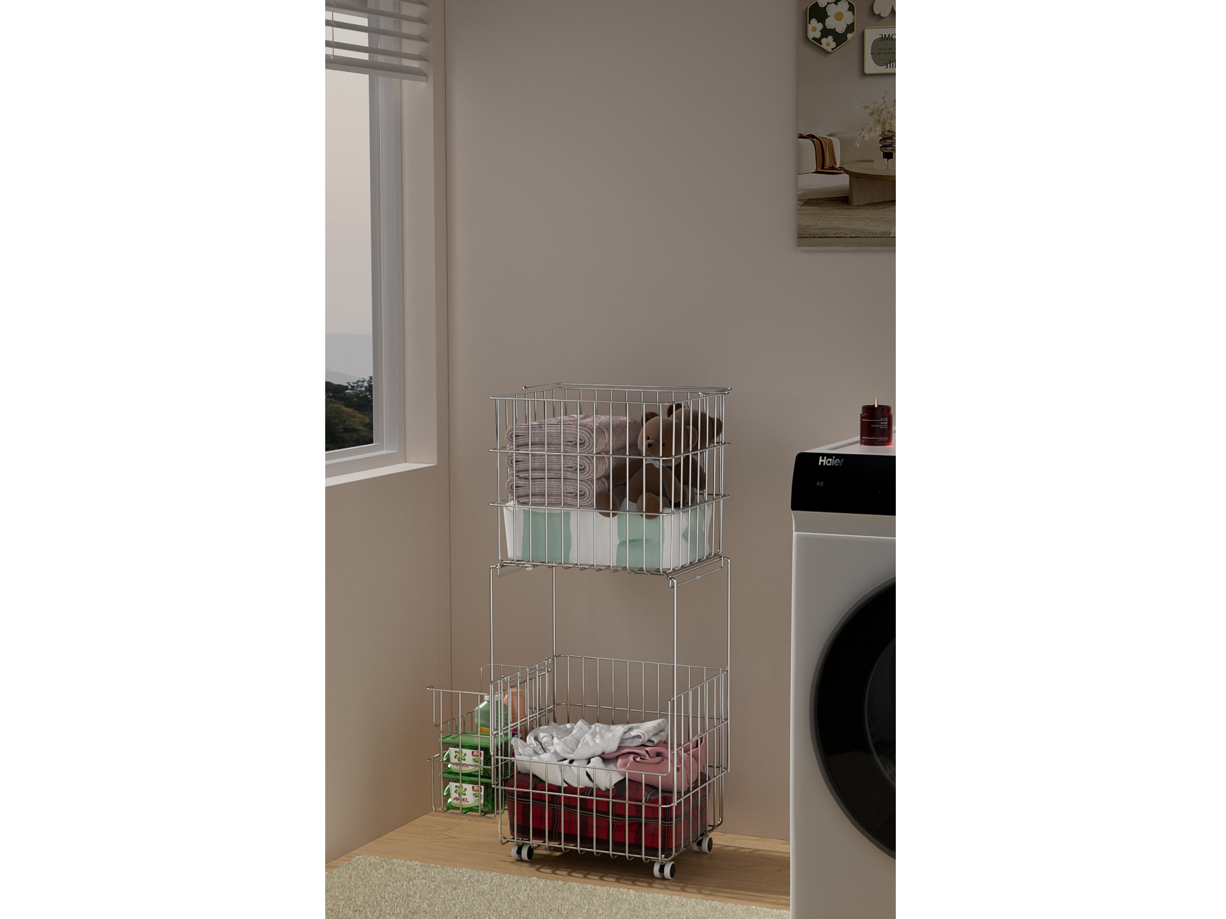 工作作品：不锈钢多层脏衣篮子_梦想成为设计师s-站酷ZCOOL