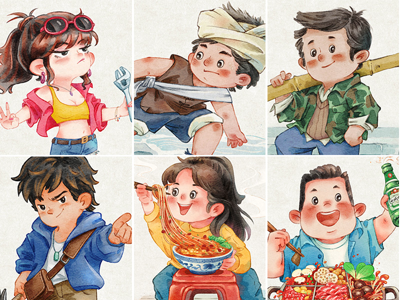 川蜀卡通人物文创插画_插画师光影摇曳-站酷ZCOOL