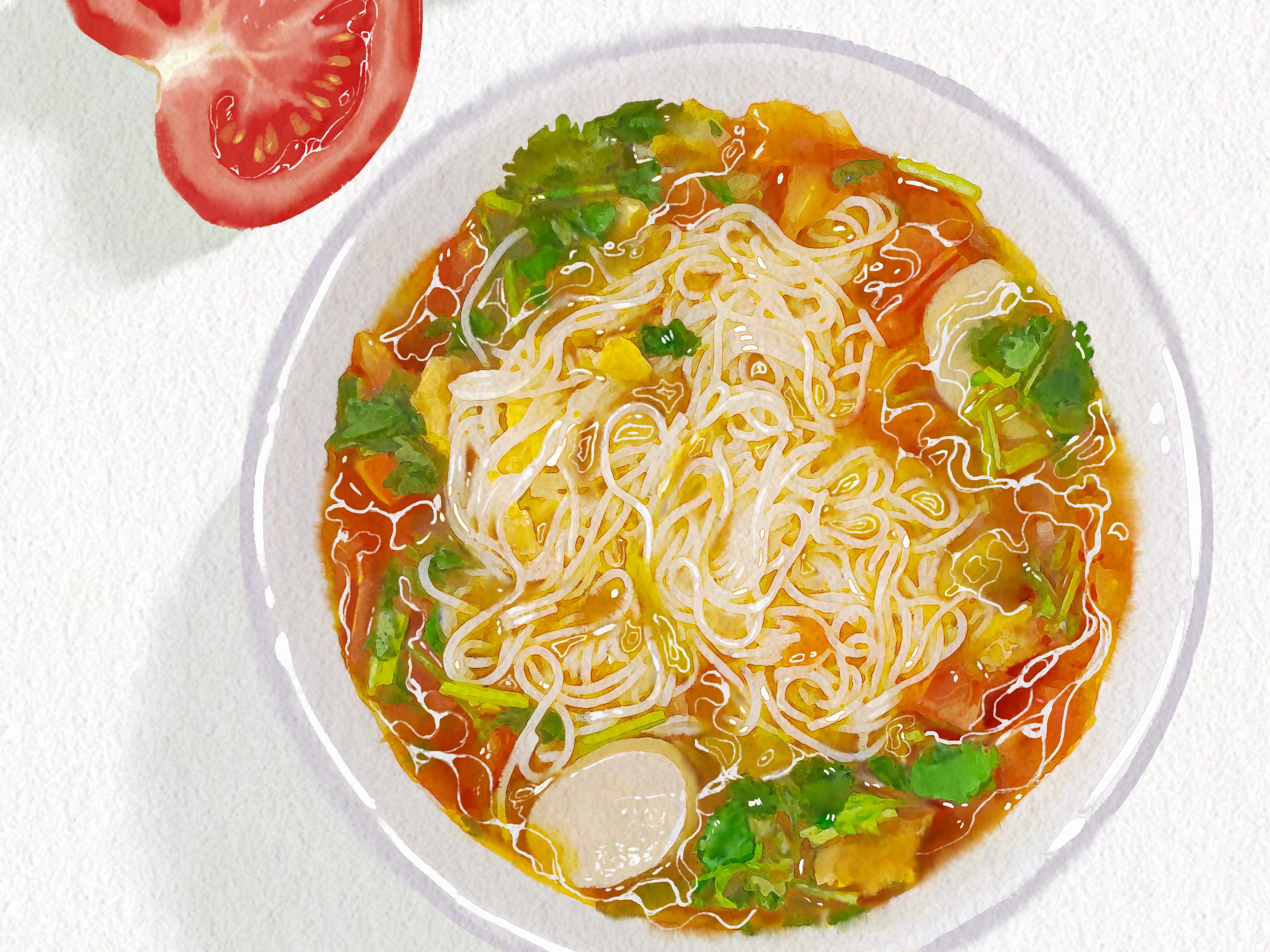 西红柿鸡蛋面_卯卯nan-站酷ZCOOL