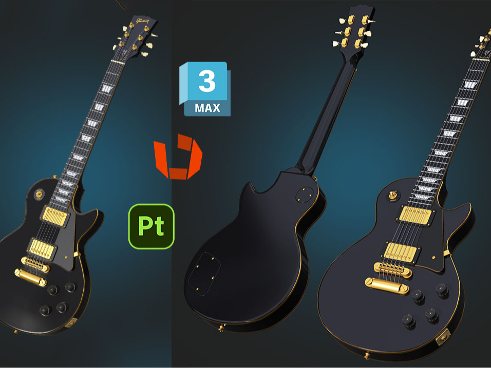 【3dmax道具建模】次世代吉他模型制作教程。_Alan安澜-站酷ZCOOL