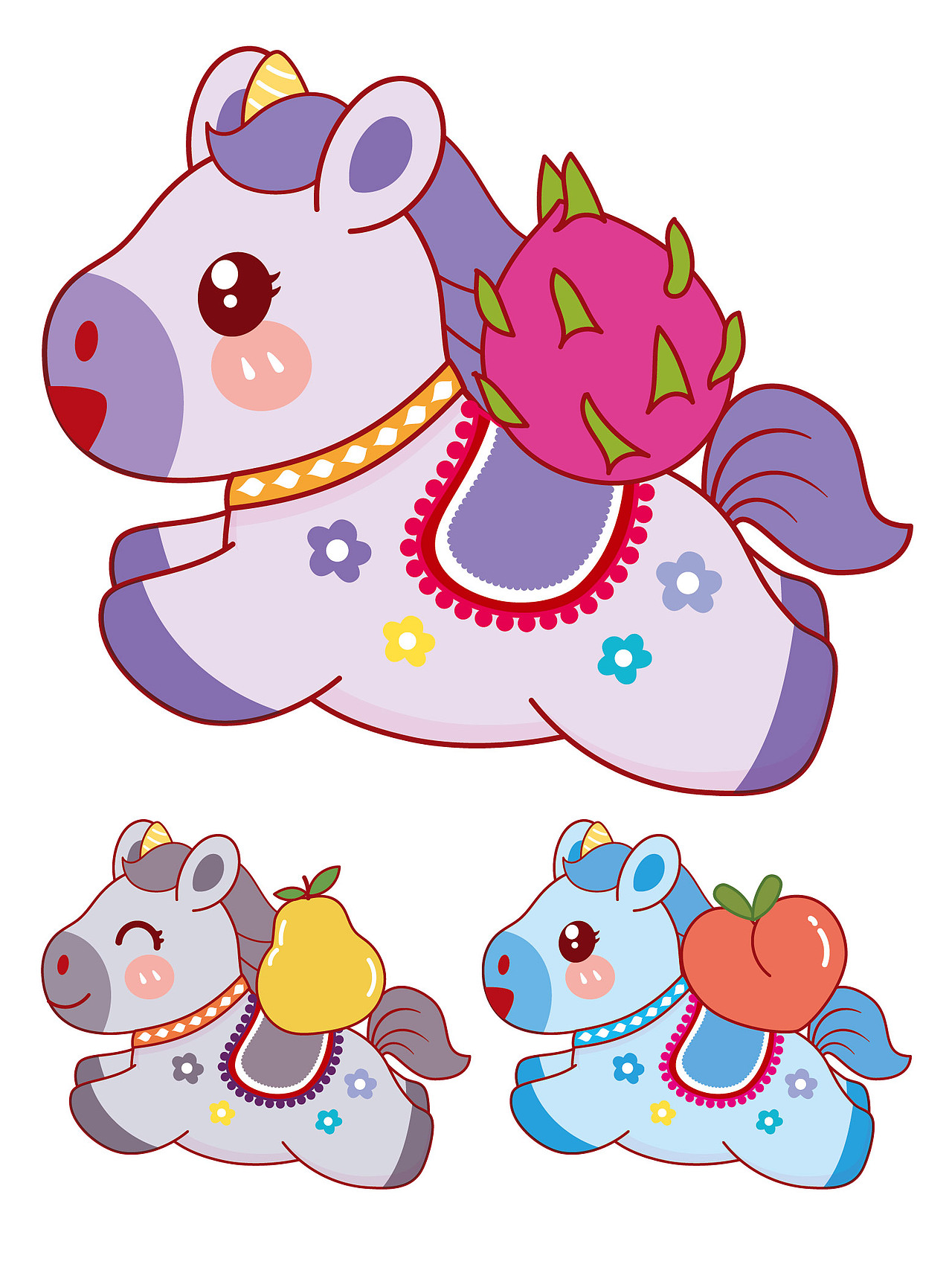 马儿卡通IP生肖插画设计_阿茹生肖IP-站酷ZCOOL