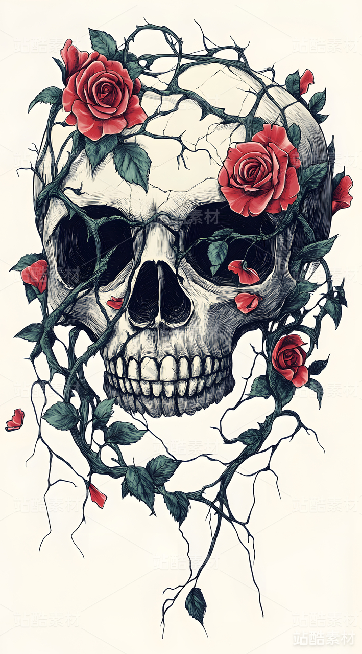 骷髅玫瑰_Elira_素材库大全-站酷ZCOOL