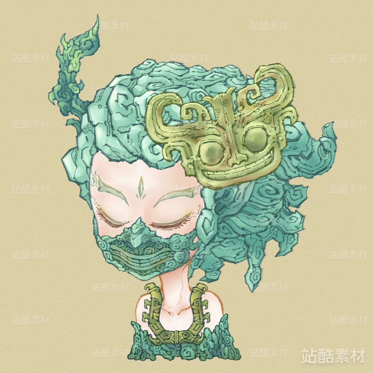 三星堆女孩潮玩设计_Leleevil_素材库大全-站酷ZCOOL
