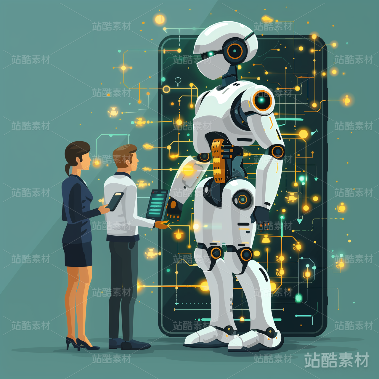 人与机器人的交互瞬间_JoJo是美女_免费正版素材库-站酷ZCOOL