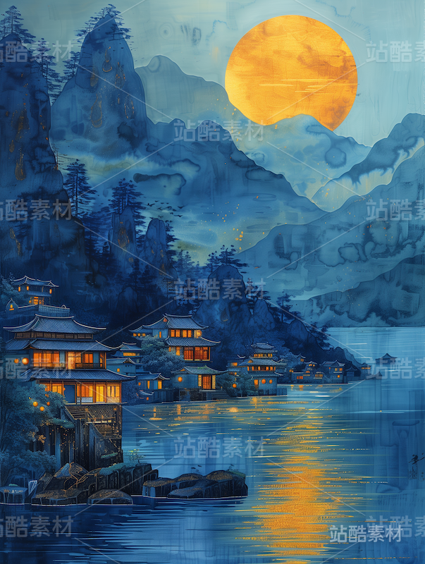 月光下的山水古村_JoJo是美女_免费正版素材库-站酷ZCOOL