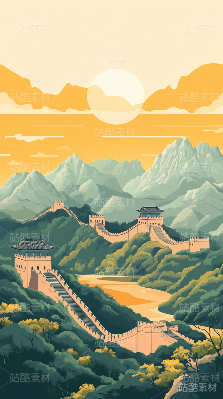 长城的黄昏_JoJo是美女_免费正版素材库-站酷ZCOOL