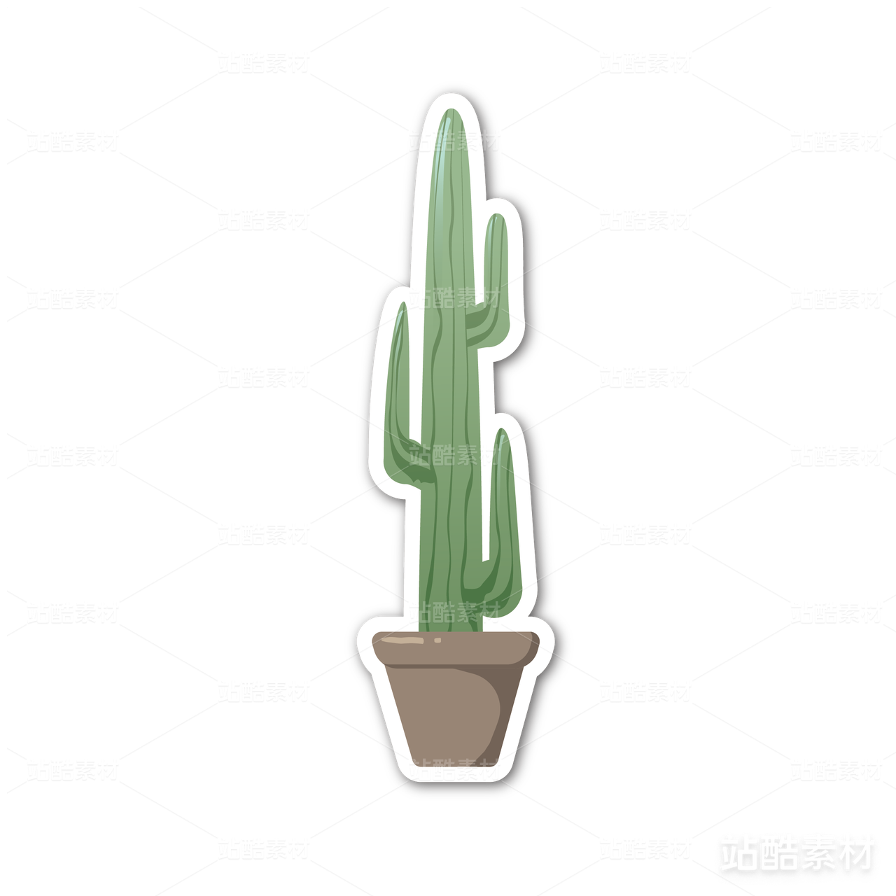 矢量仙人掌盆栽鲜花植物贴纸元素组合_魂淡HUNDAN_素材库大全-站酷ZCOOL