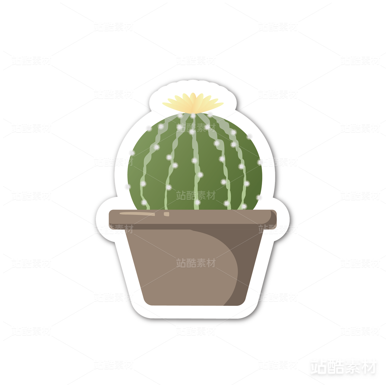 矢量仙人掌盆栽鲜花植物贴纸元素组合_魂淡HUNDAN_素材库大全-站酷ZCOOL