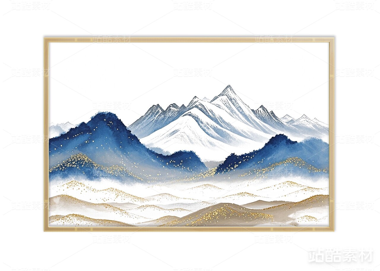 山前漫漫 | 新中式鎏金意境山水画_心梦创意_站酷素材-设计元素_背景-站酷ZCOOL