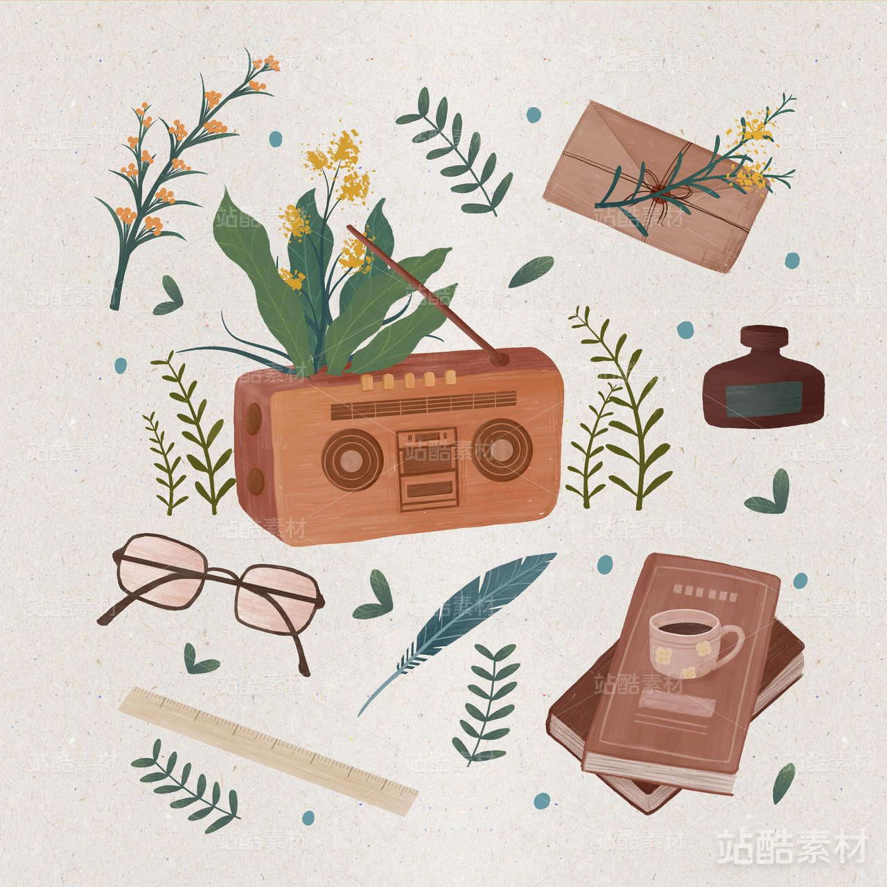 小物件插画_一只咕咚_站酷素材-图片_插画-站酷ZCOOL