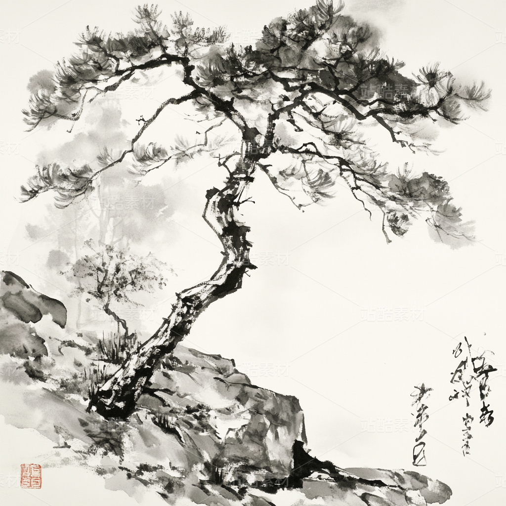 水墨中国风毛笔画国画图片素材工笔人物山水_一大碗炸酱面_素材库大全-站酷ZCOOL