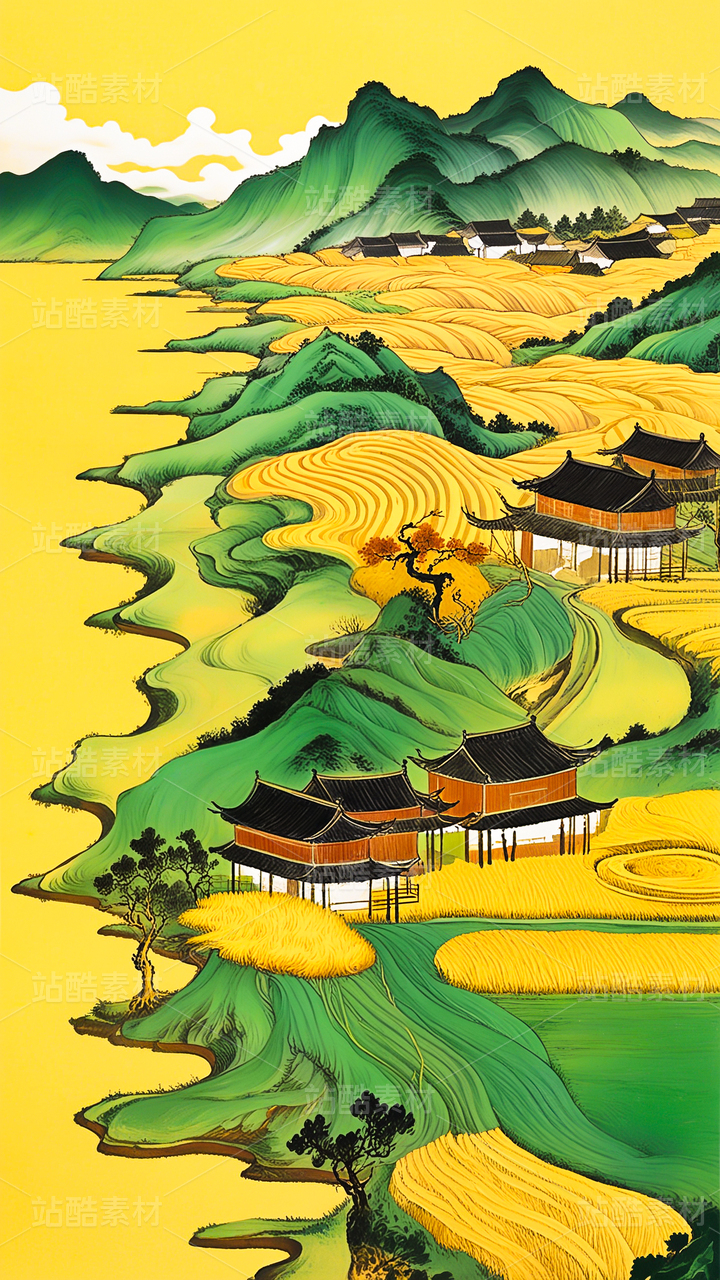 水墨山水插画-秋分_芥菜籽暖心_站酷素材-图片_插画-站酷ZCOOL