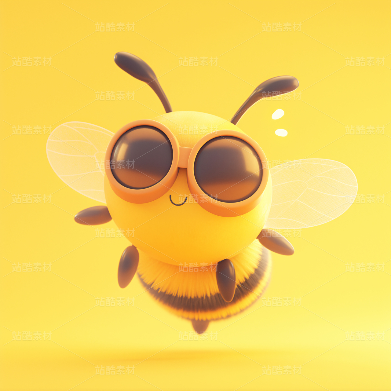 一只3D卡通可爱蜜蜂_SYF朝生_素材库大全-站酷ZCOOL