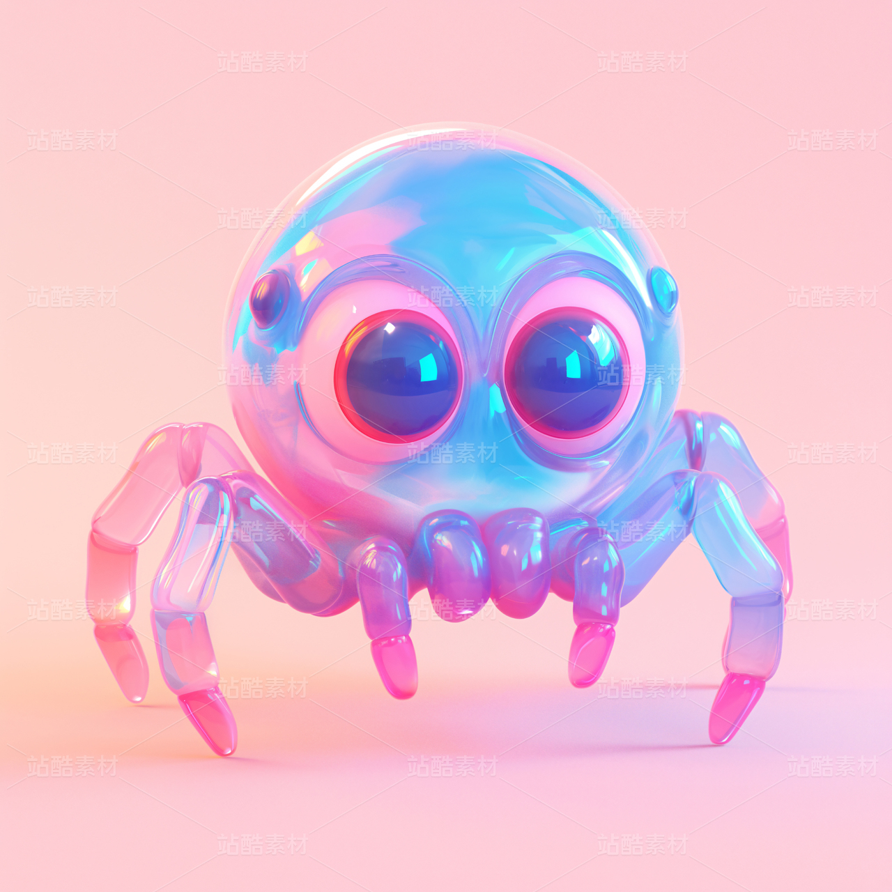 一只镭射3D卡通蜘蛛_SYF朝生_站酷素材-图片_插画-站酷ZCOOL
