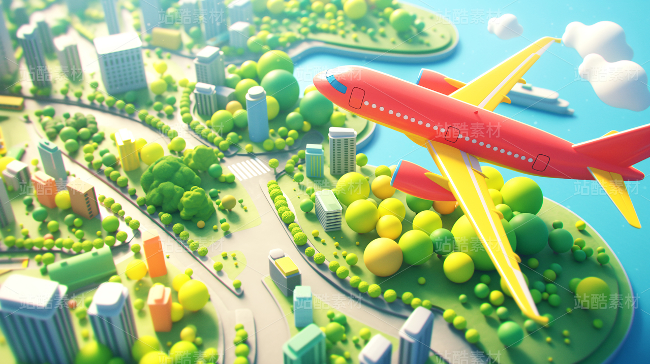 一架飞机飞过城市上空_SYF朝生_素材库大全-站酷ZCOOL