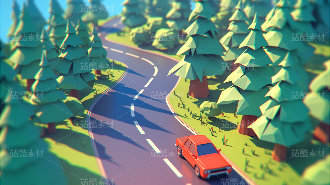 一辆汽车开在盘山公路上周围是树林_SYF朝生_素材库大全-站酷ZCOOL