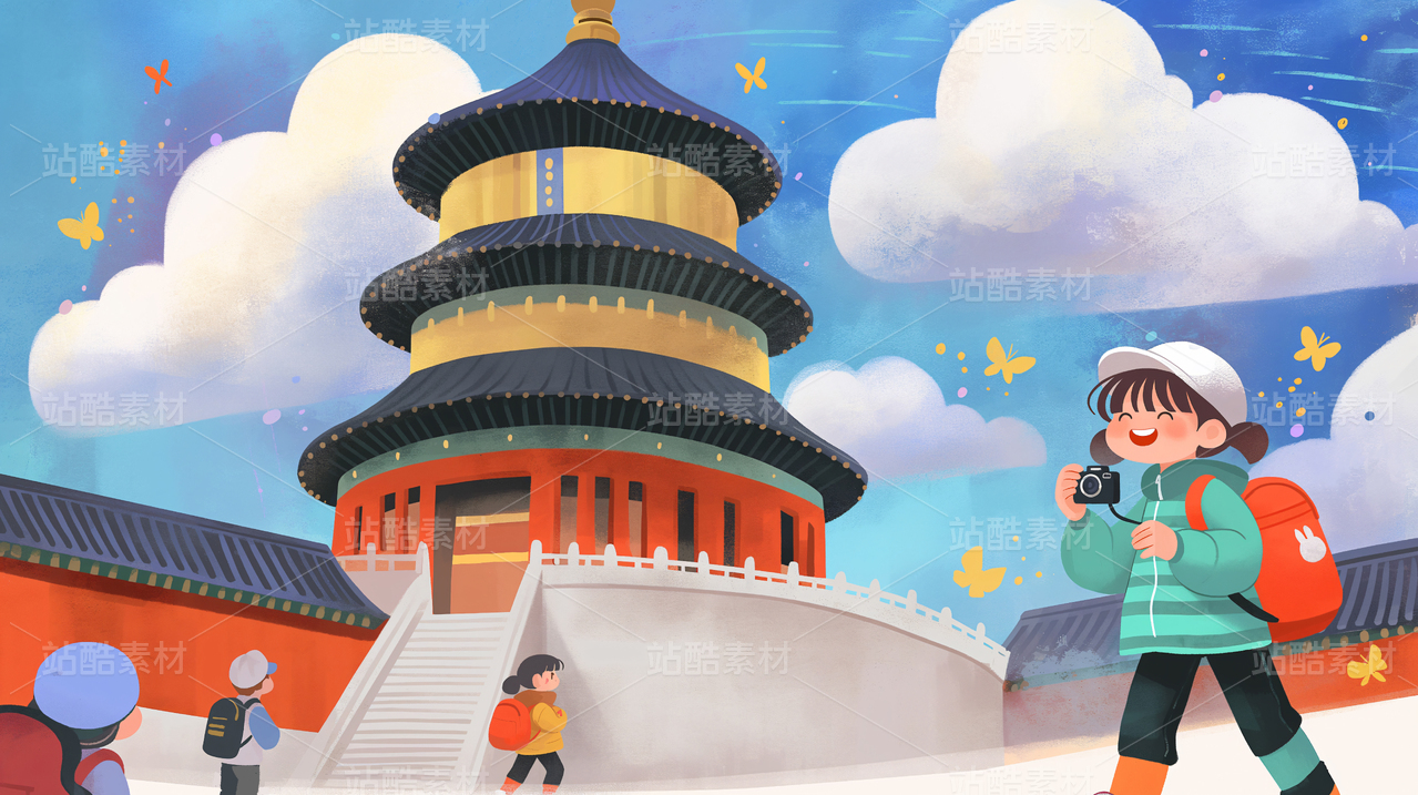 游客来到天坛下合影拍照_SYF朝生_素材库大全-站酷ZCOOL
