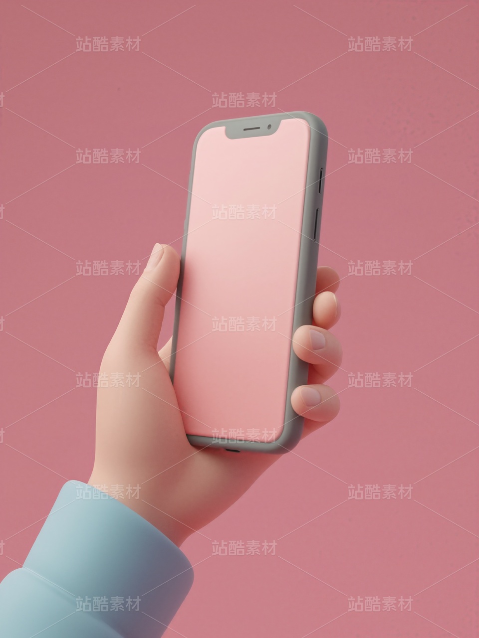 3D风格一只手拿着空白手机样机PNG免抠素材_明_免费正版素材库-站酷ZCOOL