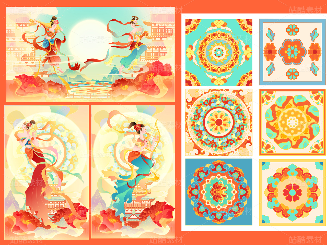 古风美女图矢量插画合集_千岁999_素材库大全-站酷ZCOOL